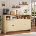 55" Sideboard Buffet Cabinet with Gold Shelves, Wood Coffee Bar ...