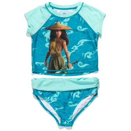 Disney Raya and The Last Dragon Little Girls Raglan Swim Rash Guard ...