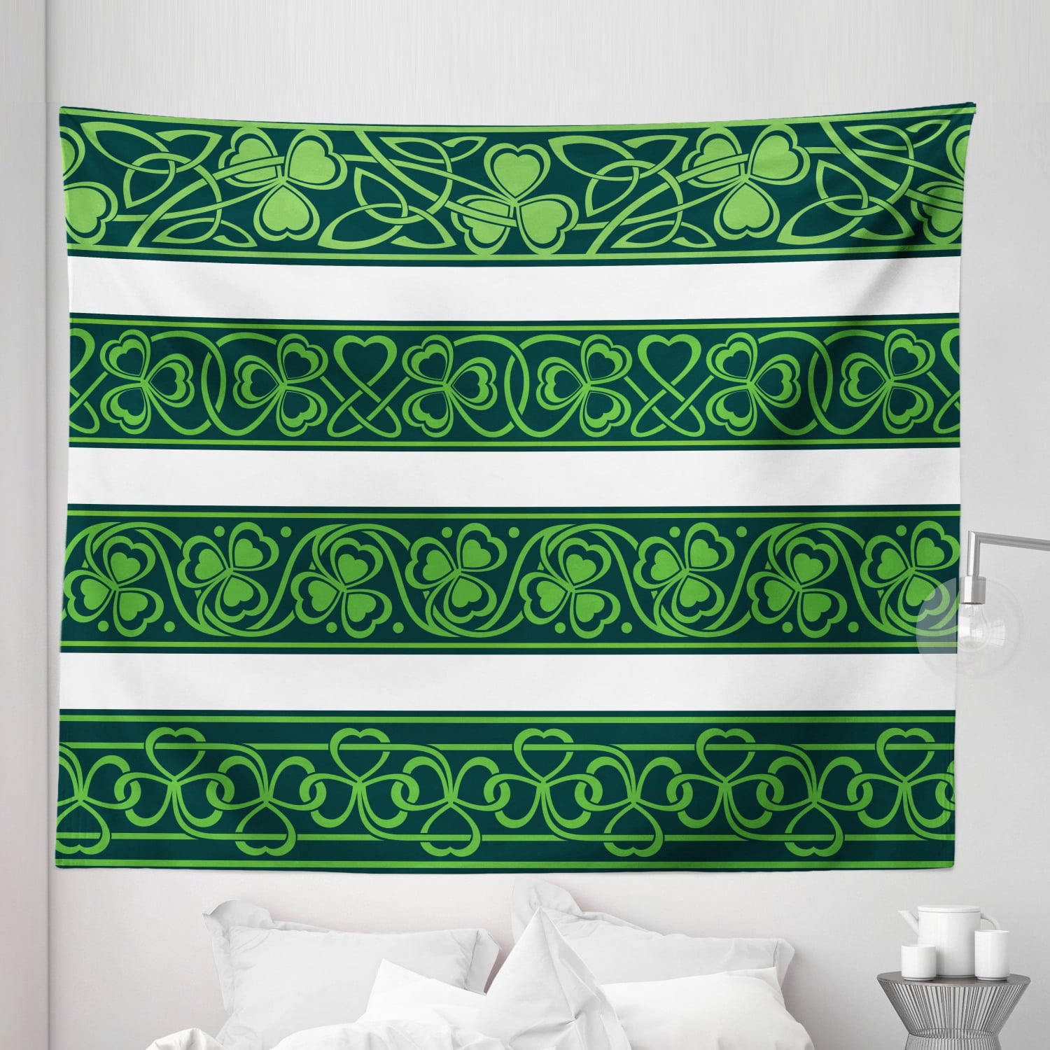 Irish Tapestry, Shamrock Borders Gaelic Nature Botany Theme Trefoils ...