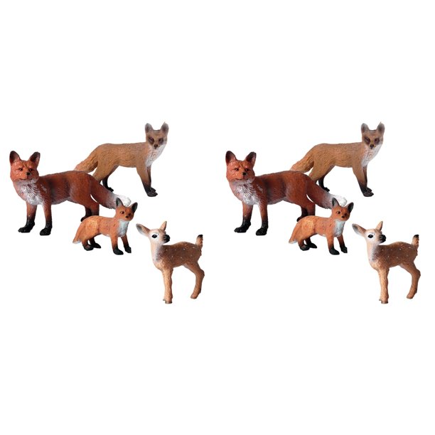 Fox Deer Animal Figurines Statue Cake Birthday Kids Realistic Family ...