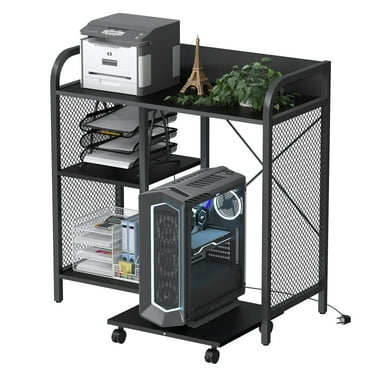 Natwind 3-Tier Mobile Printer Stand, Large Copier Table with Rolling ...