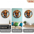 10-inch 2D flat "African Masks" theme, wooden circular silent wall ...