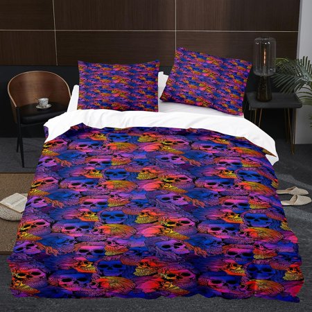 HEFEI,Skeleton K2# Skeleton Bedding Quilt Cover Skeleton Three-piece ...