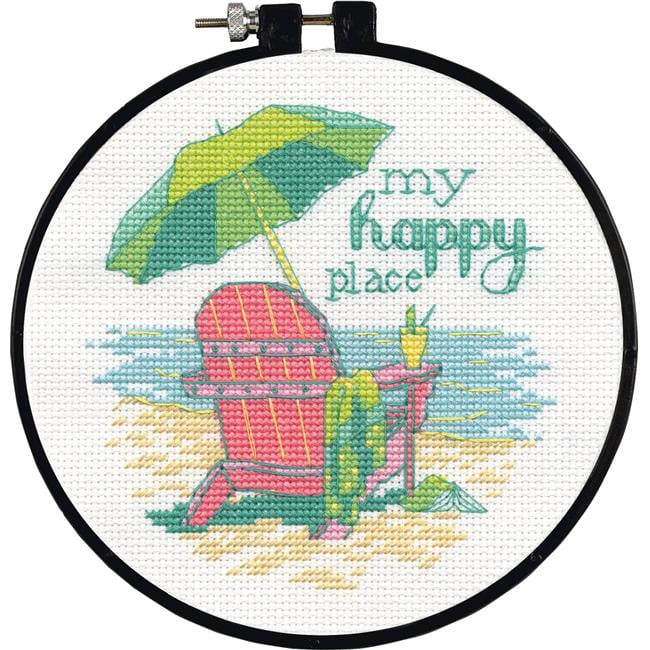 Dimensions Counted Cross Stitch Kit 6" Round-My Happy Place (14 Count ...