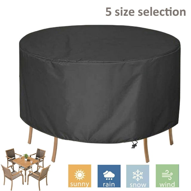 Round Patio Cover Waterproof Table and Chairs Covers Heavy Duty Fire ...
