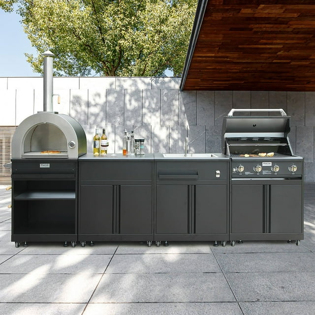 Thor Kitchen 4-Piece Modular Outdoor Kitchen Island, Liquid Propane BBQ ...