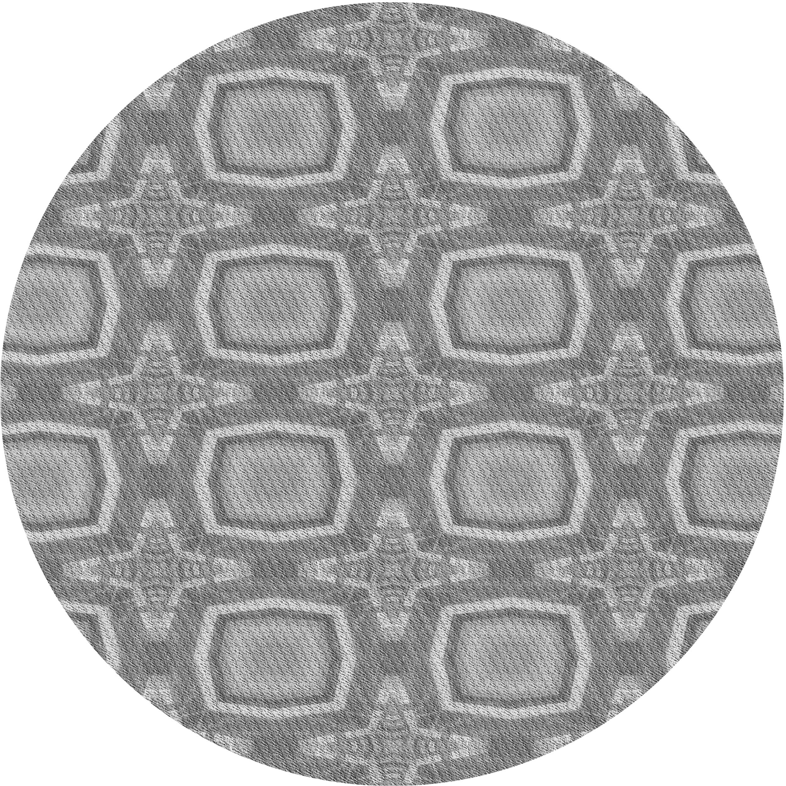 Ahgly Company Indoor Round Patterned Gray Cloud Gray Area Rugs, 5 ...