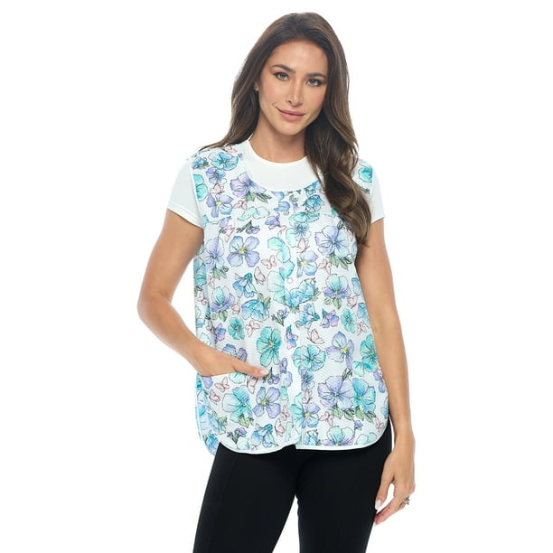 Casual Nights Women's Snap Front Smock Cobbler Woven Scrub Apron with ...