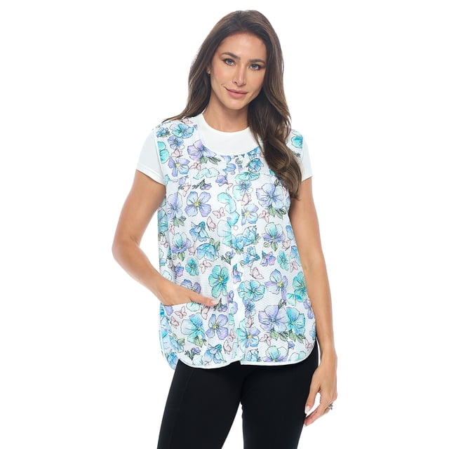 Casual Nights Women's Snap Front Smock Cobbler Woven Scrub Apron with ...