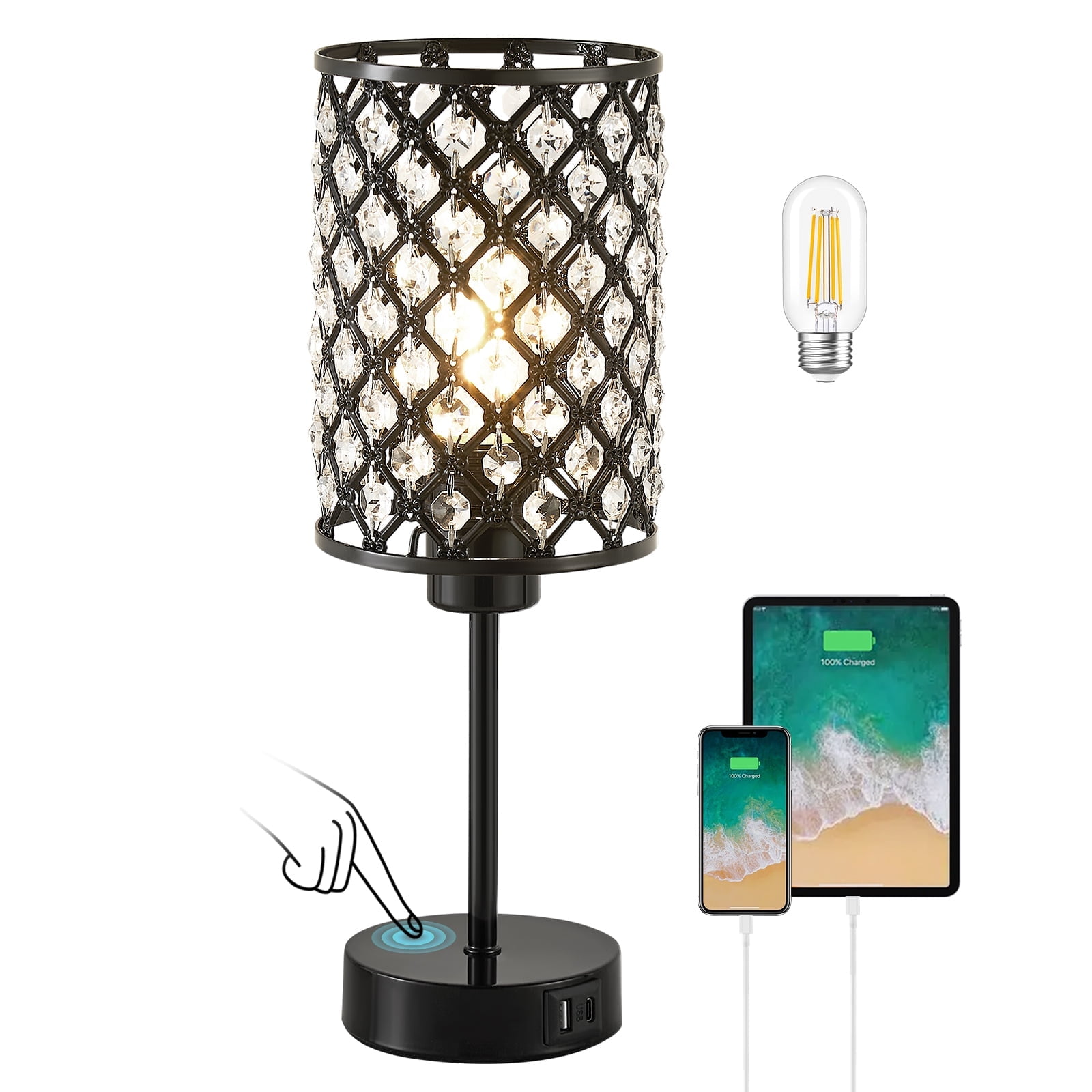 Click here for Natyswan Crystal Table Lamp For Bedroom modern Dim... prices