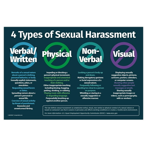 ZoCo Four Types of Sexual Harassment in Workplace Laminated Poster, 12 ...
