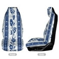 Blue Floral Stripe Pattern Set of 2Pcs Car Seat Covers Easy Clean ...