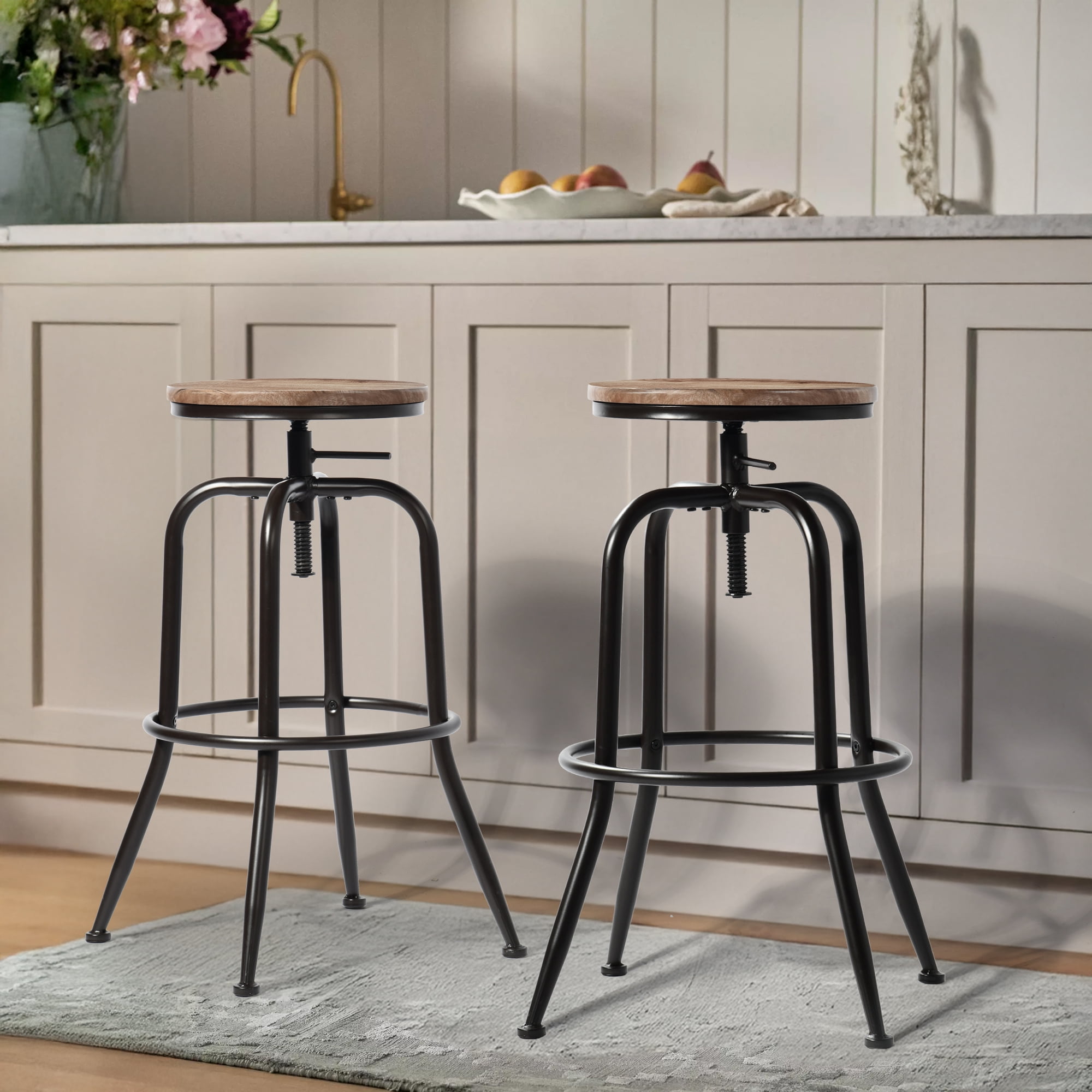 Click here for Homy Casa Adjustable Swivel Bar Stool Set Of 2 - W... prices