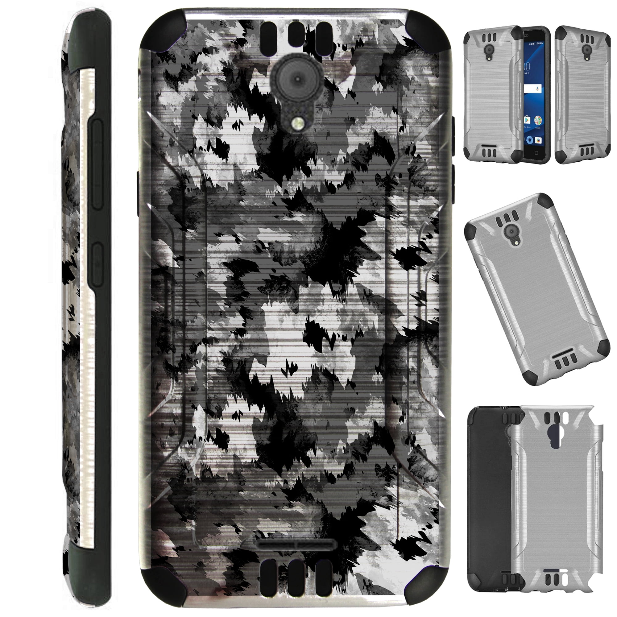 Compatible Wiko Ride (Boost) Case Brushed Metal Texture Hybrid TPU ...