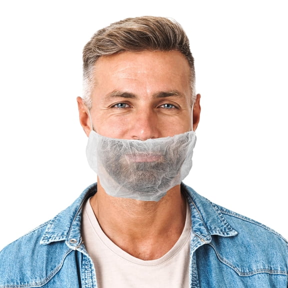 SAFEKO 100 White 18" Disposable Polypropylene Beard Bouffant, for Food ...