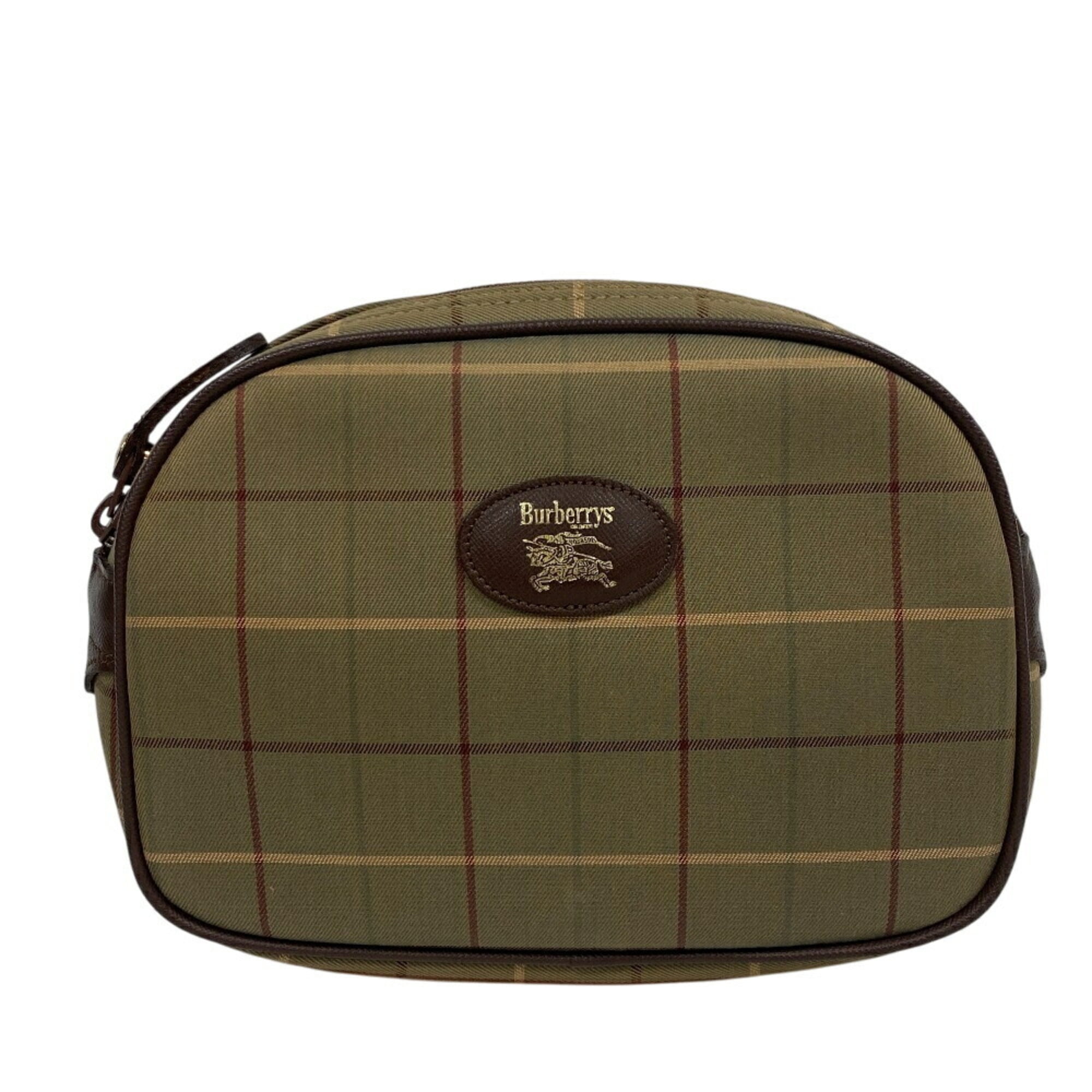 Pre-Owned BURBERRY Mega Check Pouch High Khaki Green Women's (Good ...