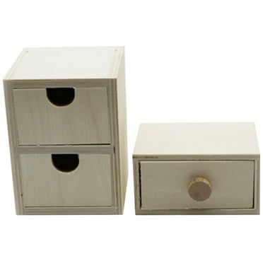 2 pcs Wooden Small Drawers Unpainted Blank Small Drawers DIY 2 Layers ...