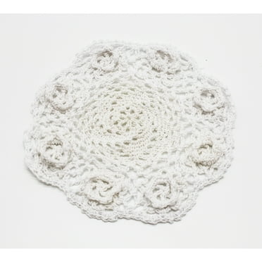 Handmade Crochet Lace Heart Shape Coasters Doilies, 4-inch, White Color ...