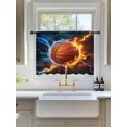 Basketball Sheer Curtains 45 Inch Long 1 Panel Water and Fire Lightning ...