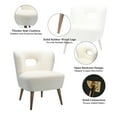 Sherpa Barrel Accent Chair White Upholstered Cutout Back Armless Wooden ...