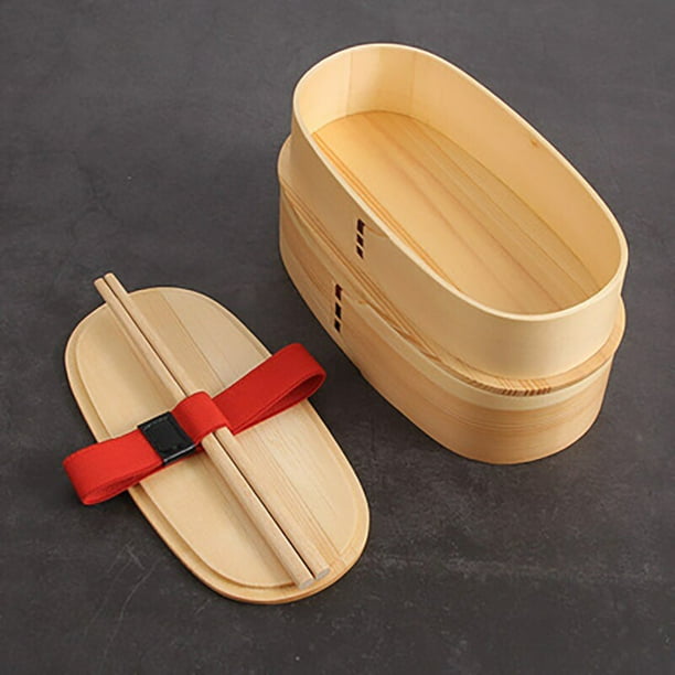 Wooden Lunch Box Portable Japanese Style Bento Box With Chopstick Sushi ...