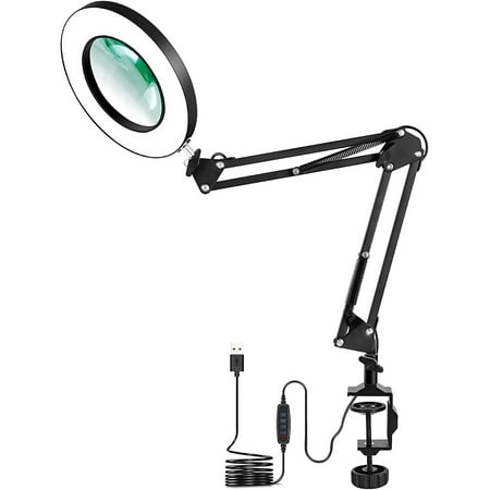 Led Magnifying Lamp With Clamp, 3 Color 5 Diopter Diopter Lighted ...