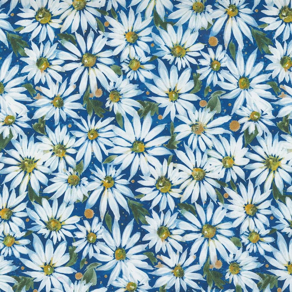 Moda Fabrics Fresh as a Daisy Create Joy Project Packed Daisies Cobalt ...