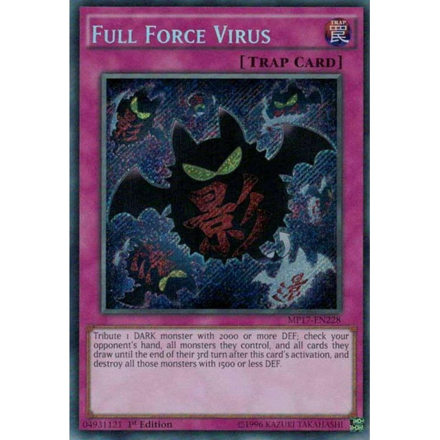 YuGiOh 2017 Mega-Tin Mega Pack Secret Rare Full Force Virus MP17-EN228 ...