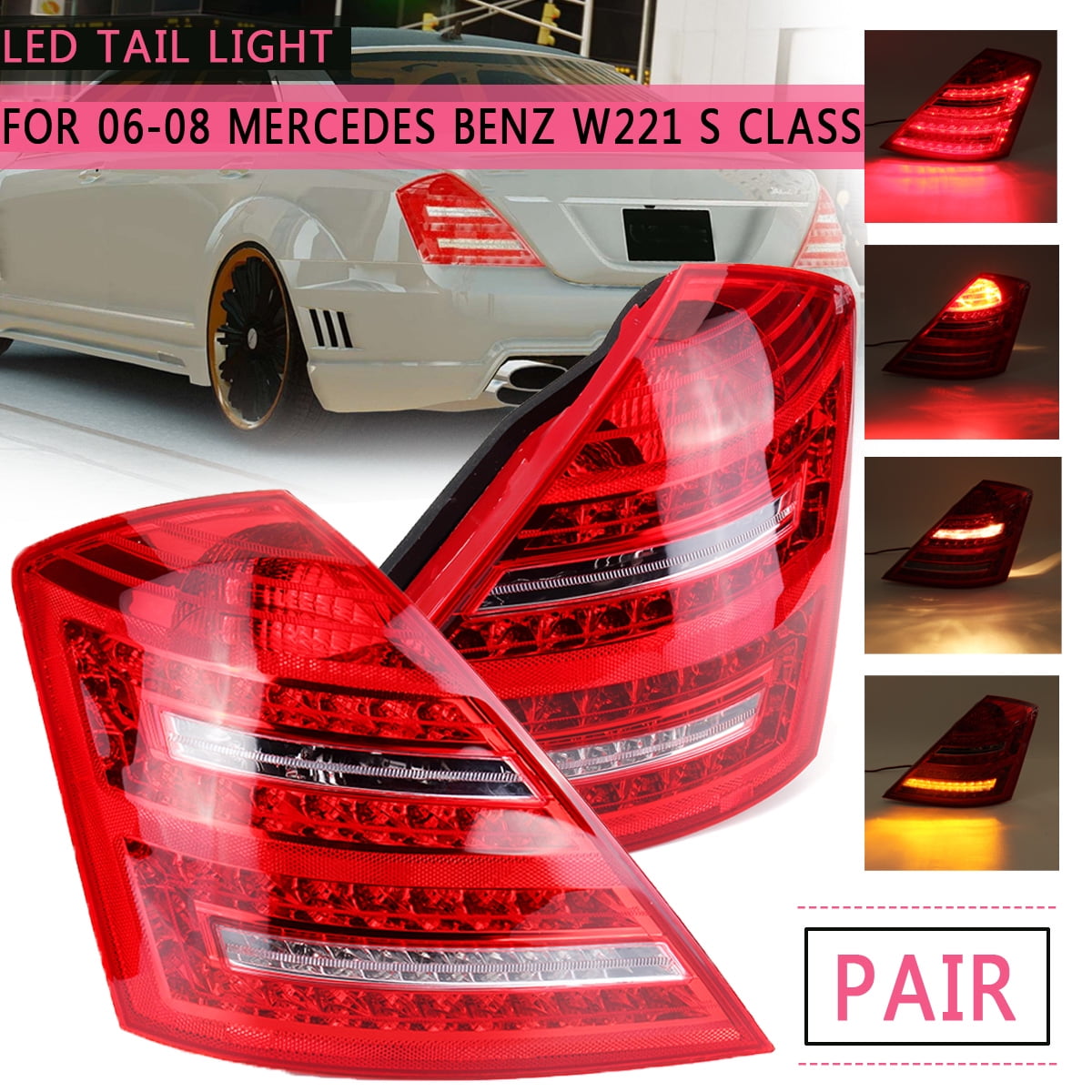 Pair Red Rear Tail Light For Mercedes Benz W221 S Class 2006-2008 ...