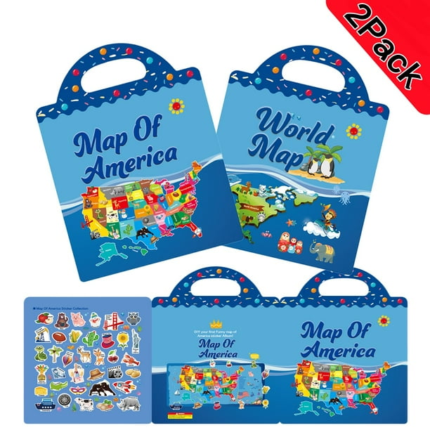 Reusable Sticker Books for Kids, 2 Set Travel Removable Toddler Sticker ...