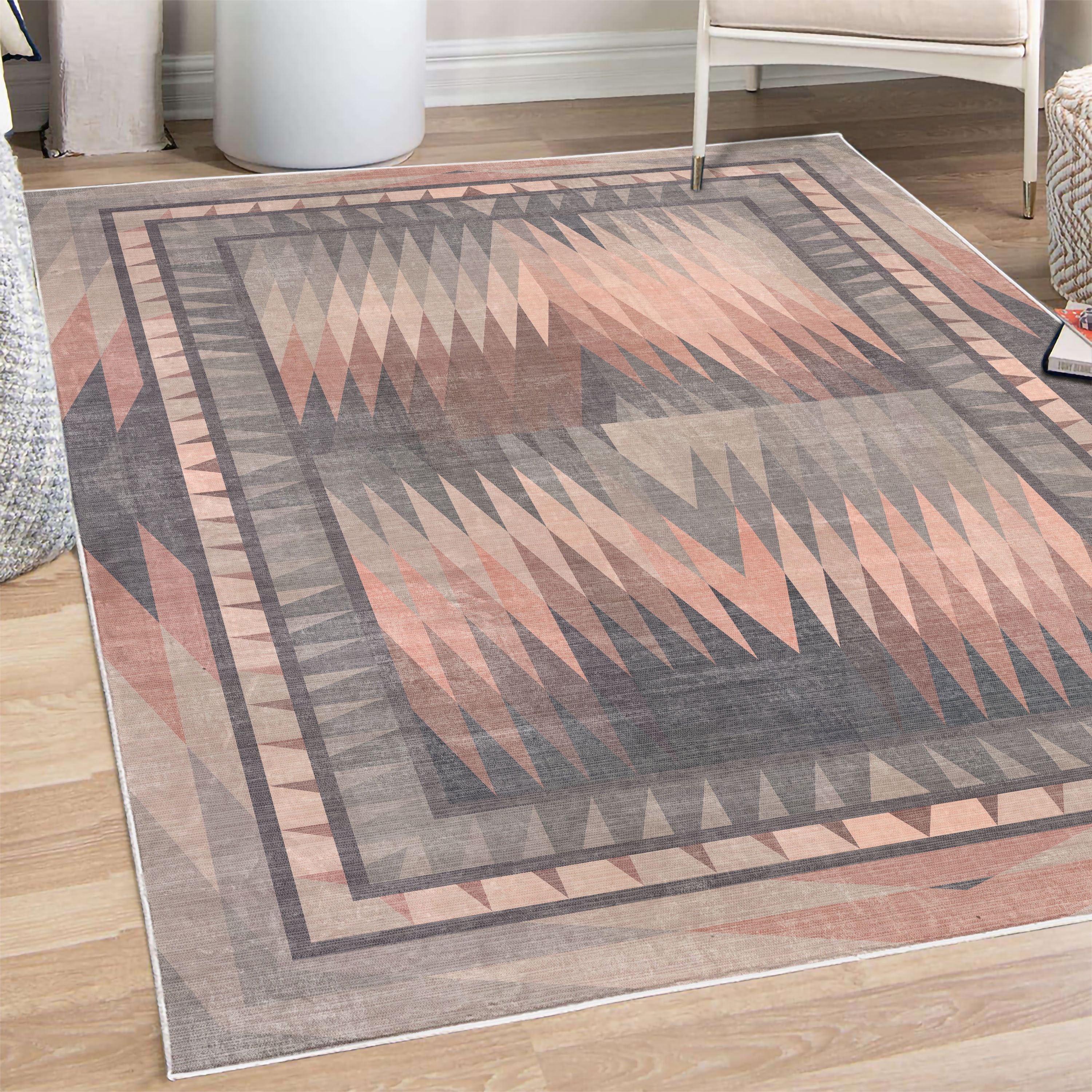 Geometric Decorative Rug, Rhombus Look Modern Ornament Ombre Inspired ...