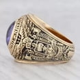 3Ct Oval Lab-Created Sapphire Naval Academy Style Aggie Ring 14K Yellow ...