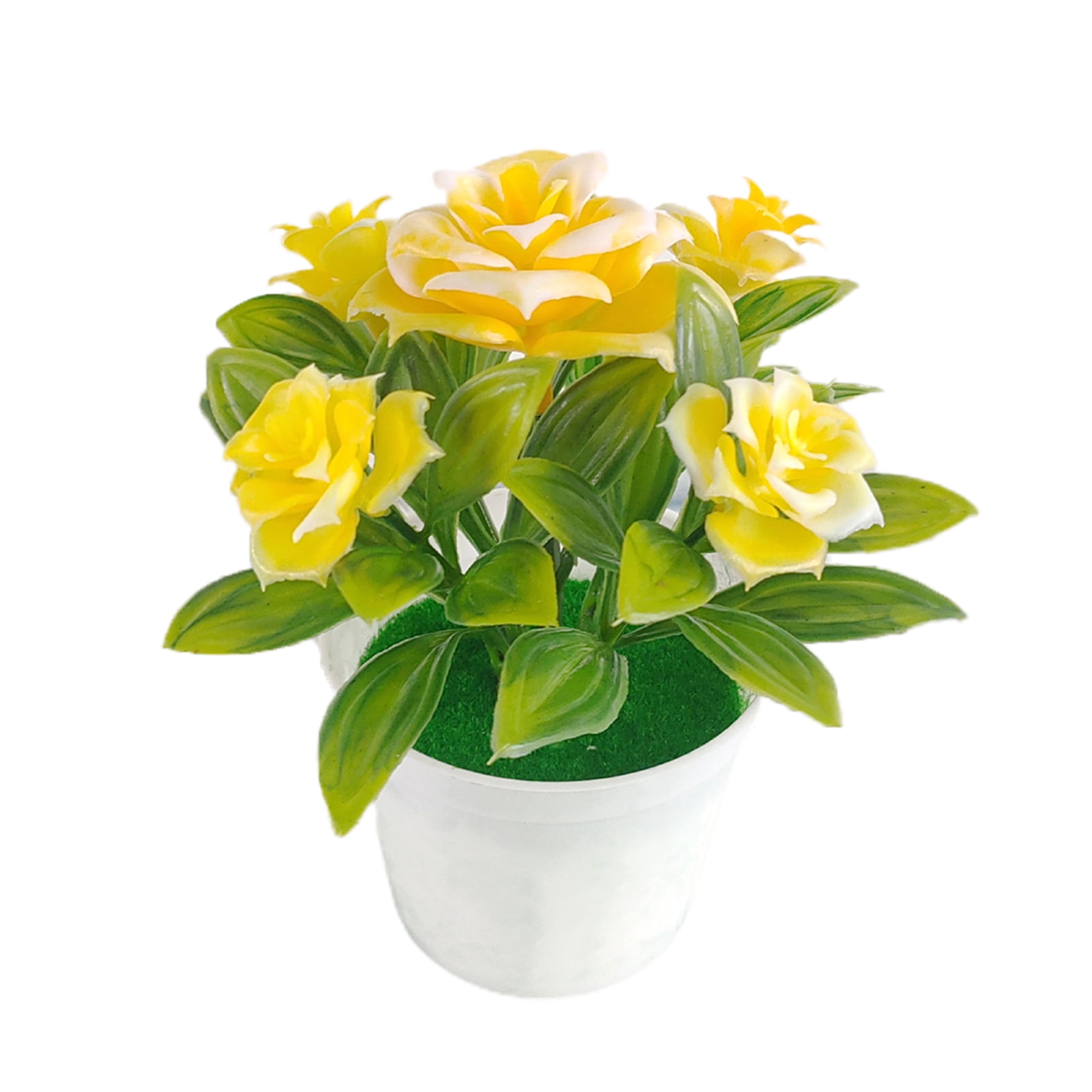 Fake Flowers Potted, Mini Artificial Flower in Pot, Faux Plants for ...