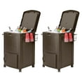 Suncast 77 Qt Resin Wicker Patio Cooler w/ Cabinet & Wire Basket, Java ...