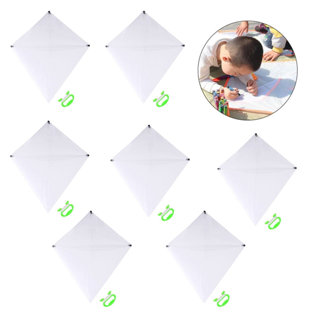 7PCS Kid's Kite Diamond Shape Blank DIY Painting Flying Kite with Reel ...