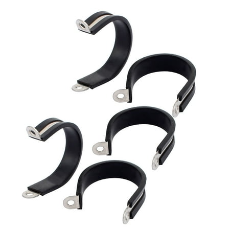 5Pcs 45mm Dia Rubber Lined R Shaped Stainless Steel Pipe Clips Hose ...