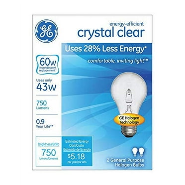 GE, GEL66247, Lighting 43W Energy-efficient A19 Bulb, 4 / Box - Walmart.com