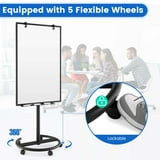 Costway Mobile Whiteboard 40'' x 26'' Height Adjustable Magnetic Dry ...