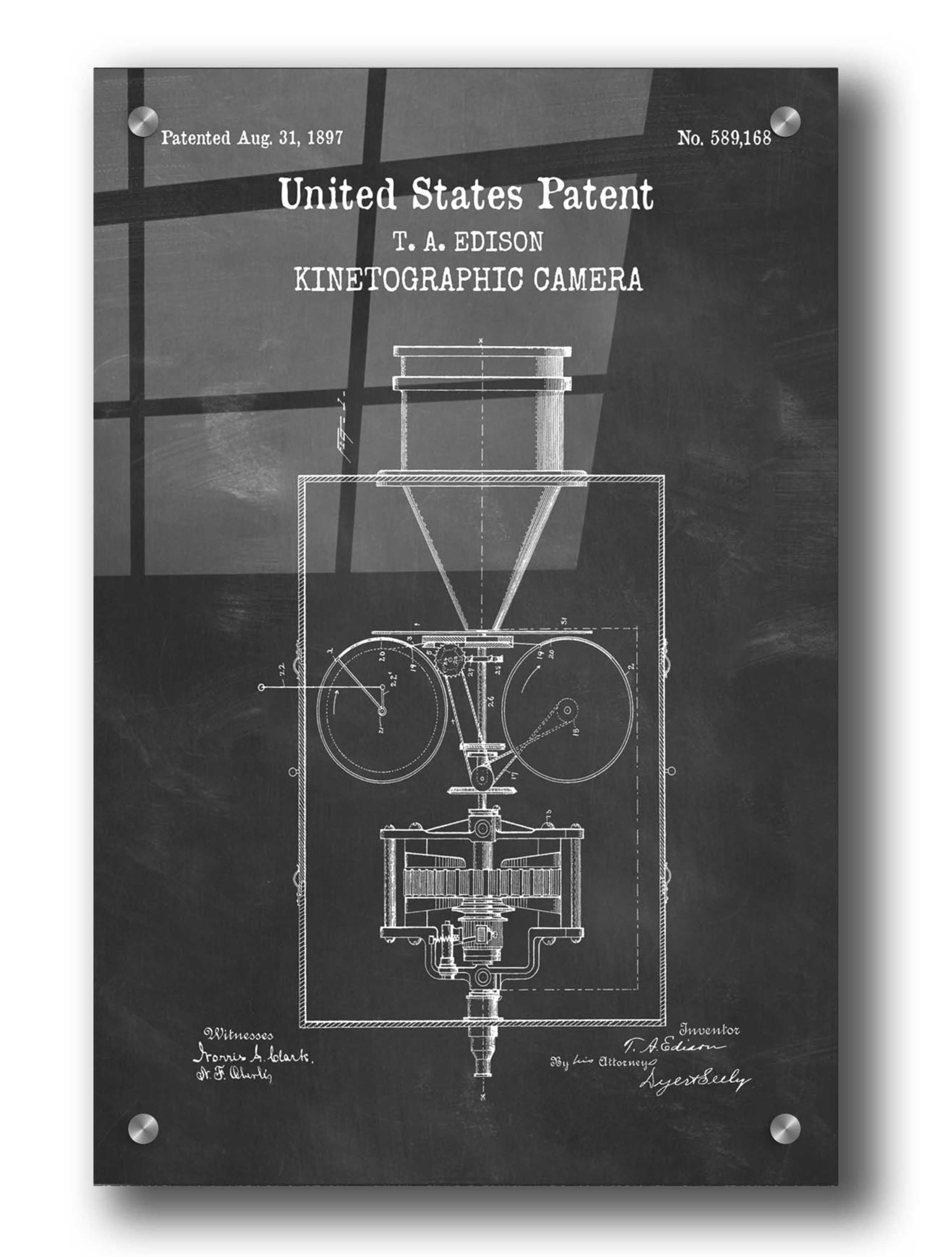 Epic Art 'Kinetographic Camera Blueprint Patent Chalkboard,' Acrylic ...