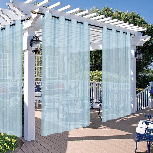 Rosnek Outdoor Linen Sheer Curtains for Patio Waterproof 52 x 96inch ...