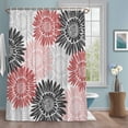 Black Gray Red Pink Sunflower Shower Curtain Set with Hooks, Abstract ...