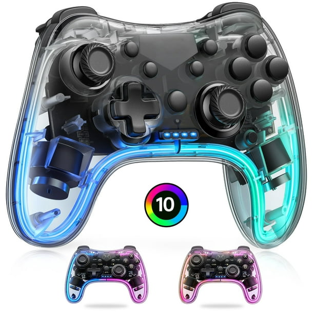 NETNEW Wireless Switch Pro Game Controller - Turbo Vibration Joystick with LED Light ...