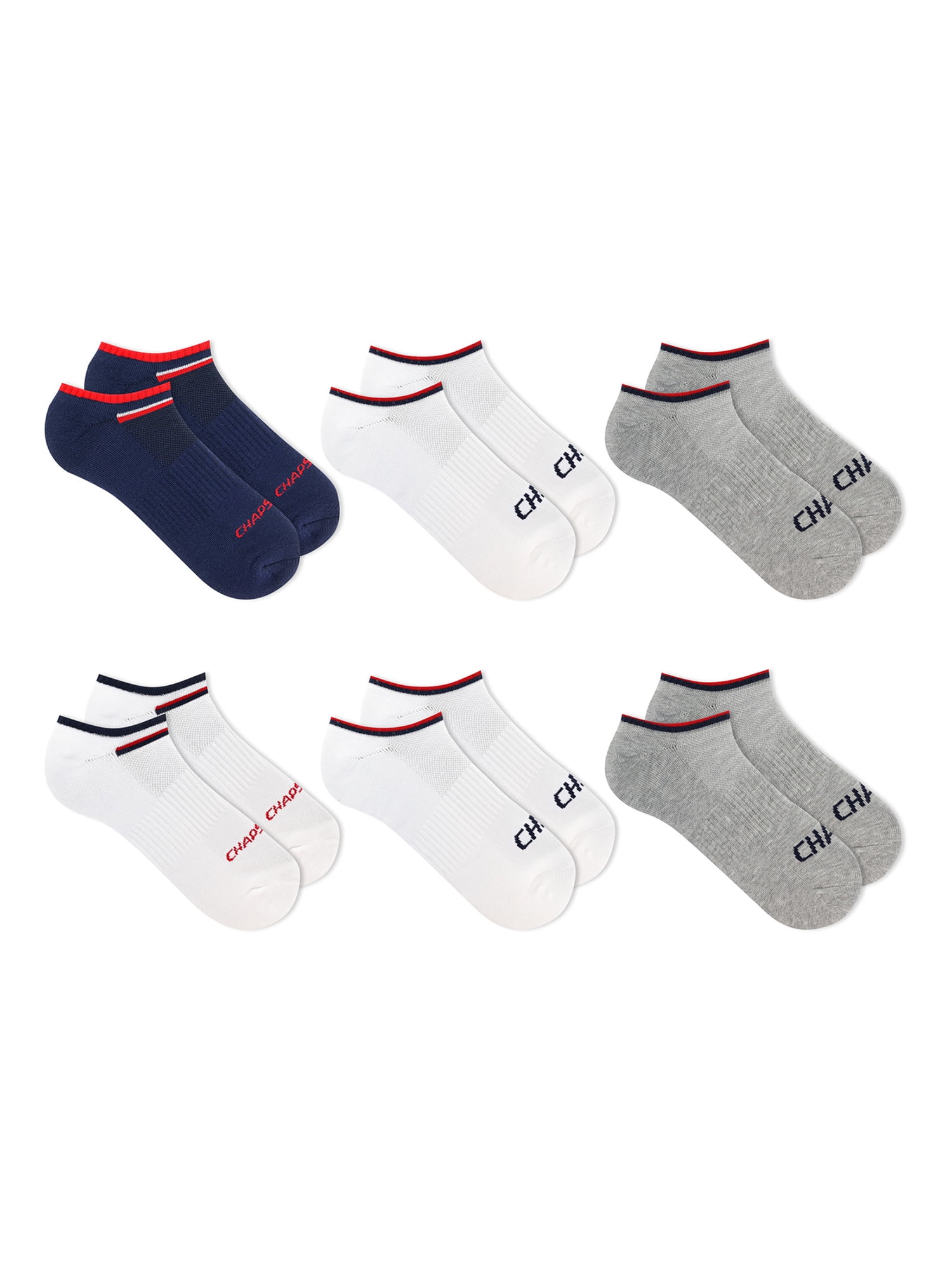 Chaps, Adult Mens, 6-Pack Sports Performance No Show Socks, Sizes 6-12 ...