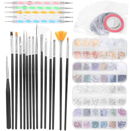 Nail Art Tool Set, Nail Brush Dotting Pen DIY Nail Art Glitter Sequins ...
