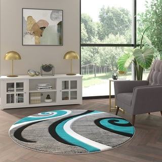 Emma + Oliver 5x5 Round Accent Rug with Modern 3D Sculpted Swirl ...