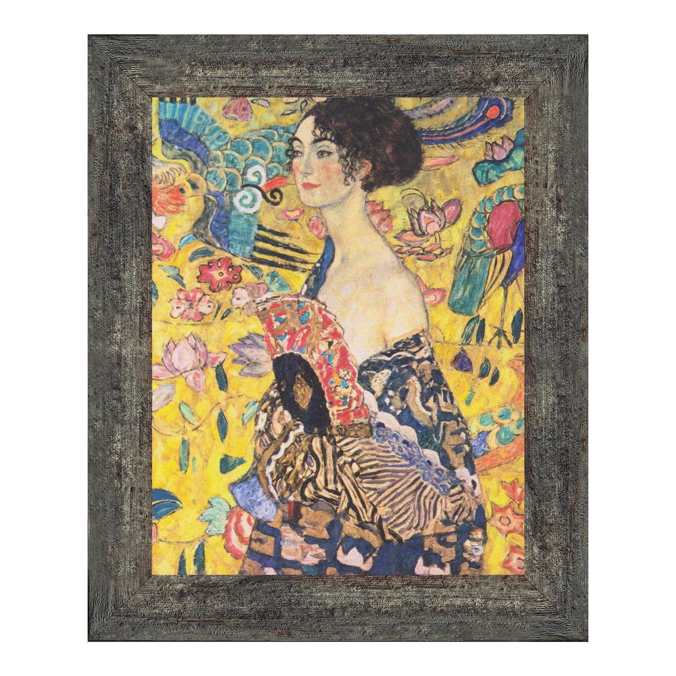 Lady With a Fan by Gustav Klimt, Framed Wall Art Print, Bright ...