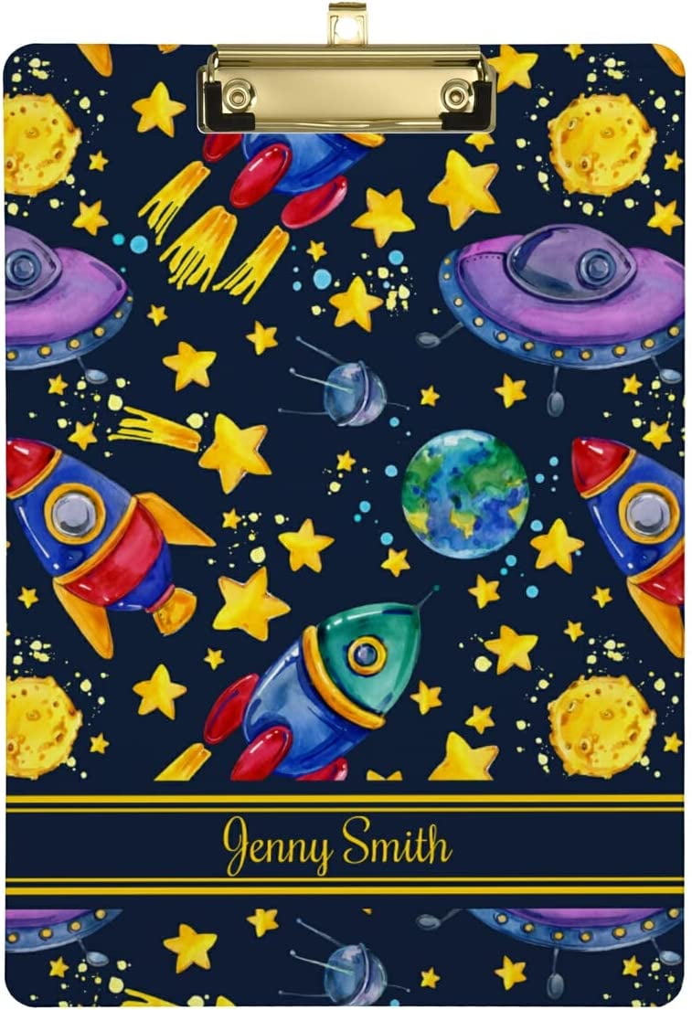 KXMDXA Cartoon Space Rocket Clipboard Hardboard Wood Nursing Clip Board ...