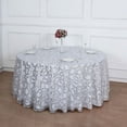 BalsaCircle 120" Silver Embroidered Leaves Sequined Sheer Tulle Round ...