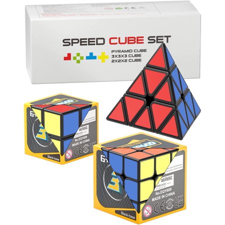 Speed Cube Set, Roxenda Magic Cube Set of 2x2x2 3x3x3 Pyramid Smooth ...
