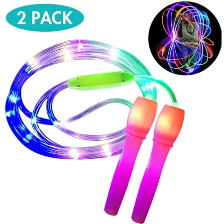 Pack LED Light Up Jump Rope Length Adjustable and Three Light Modes ...